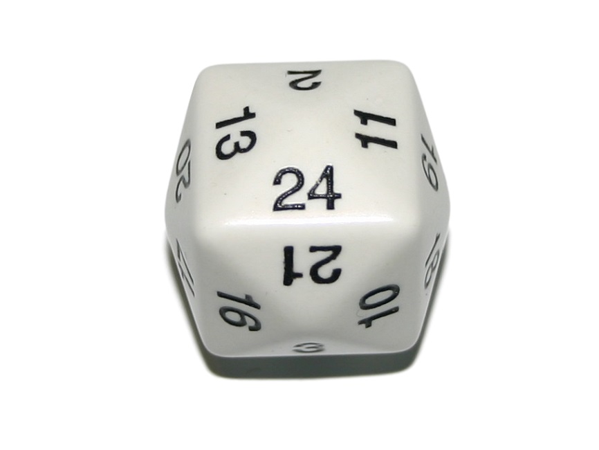 D24 - Opaque White Twenty-Four Sided Dice - snmstuff.co.uk