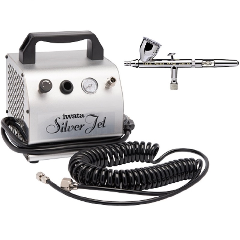 Iwata Silver Jet and Eclipse CS Airbrush Bundle - snmstuff.co.uk