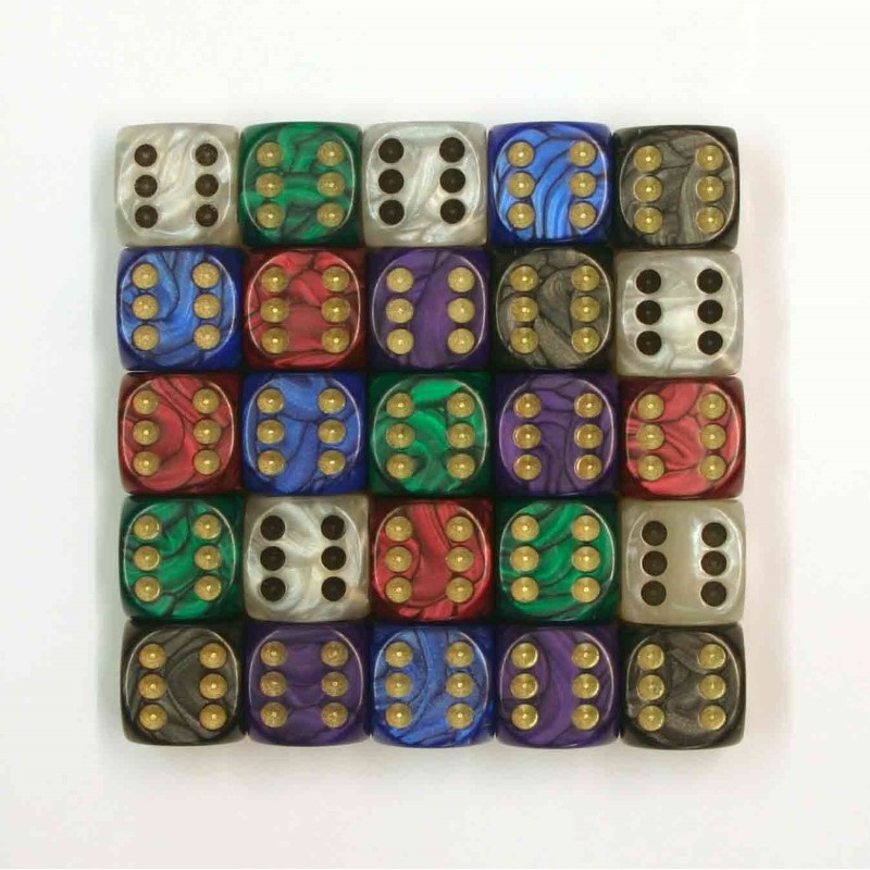 16mm Pearl Spot Dice - Pack of 25 Assorted Colours - snmstuff.co.uk