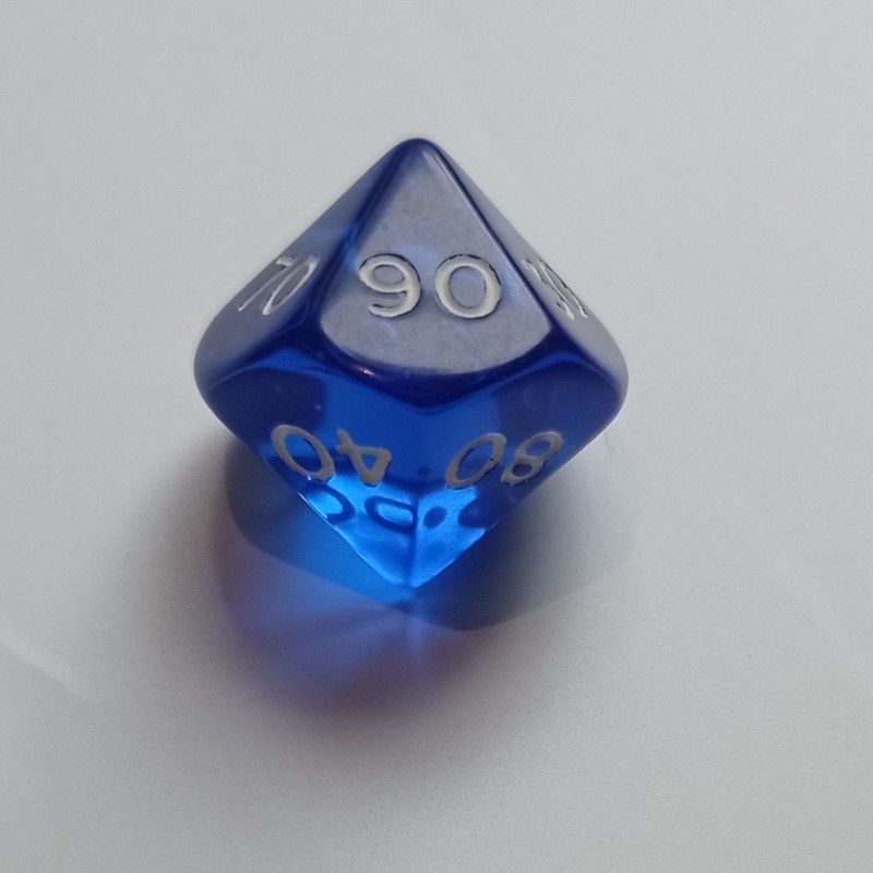 Gem Blue D10 00-90 Percentile Polydice - snmstuff.co.uk