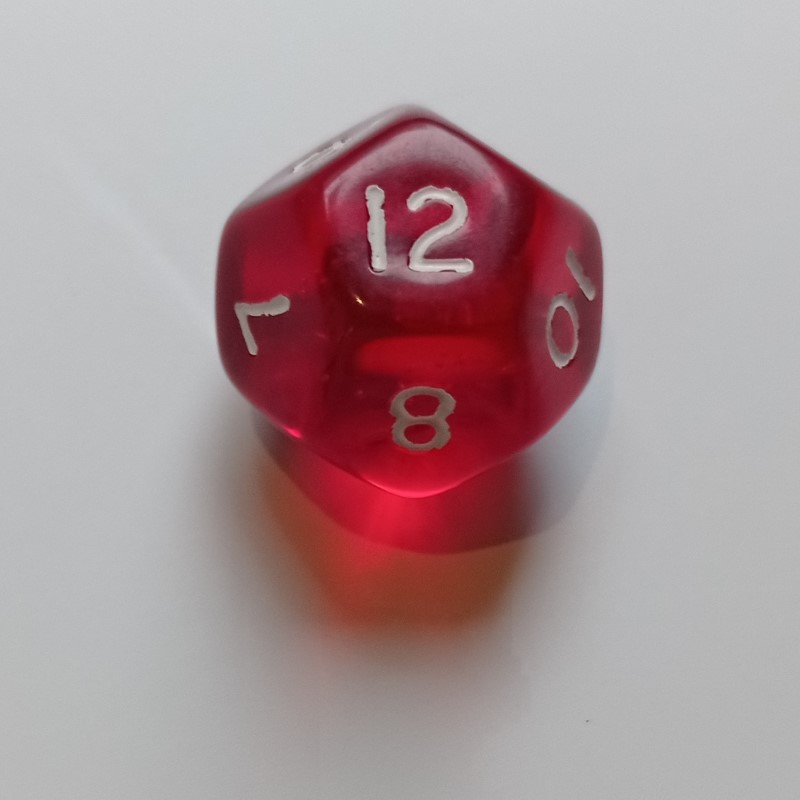 Gem Red D12 12-Sided Polydice - snmstuff.co.uk