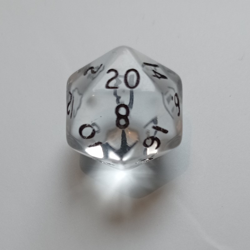 Gem Clear D20 20-Sided Polydice - snmstuff.co.uk