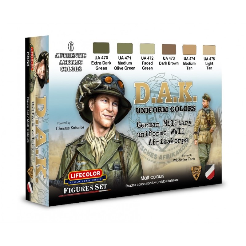 LC-CS58 LifeColor DAK Uniform WWII Paint Set - snmstuff.co.uk