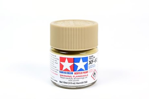 TAM81760 Tamiya Acrylics 10ml - XF-60 Dark Yellow - snmstuff.co.uk