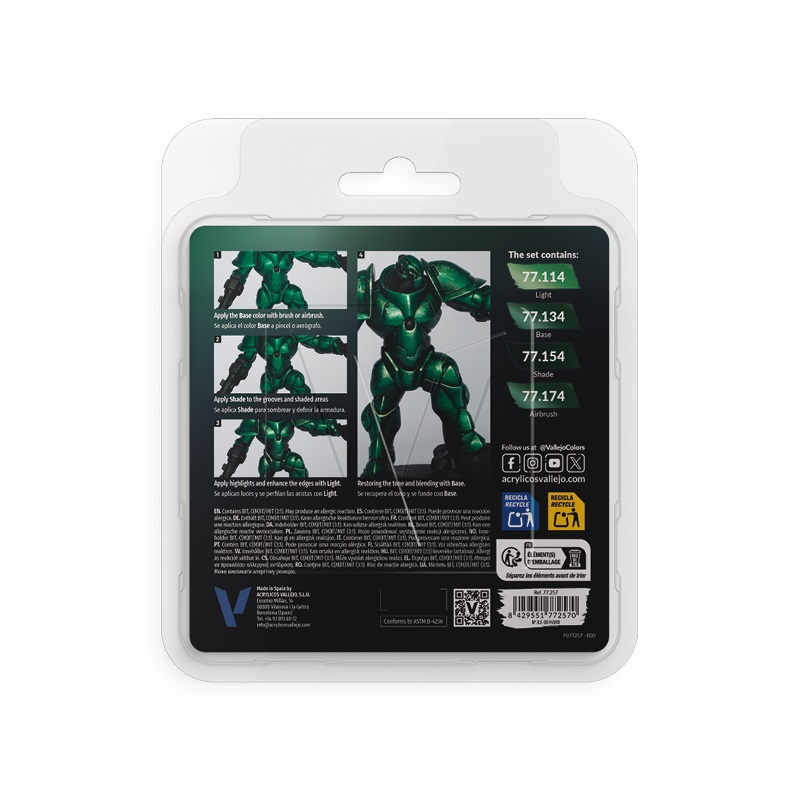 Vallejo True Metallic Metal TMM Paint Set - Dusken Green - snmstuff.co.uk